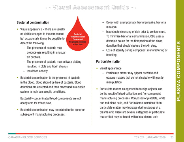 Visual inspection guide for blood compopnents | PDF