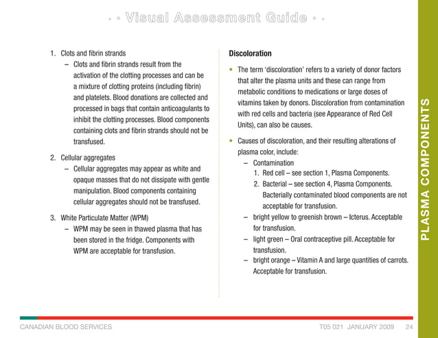Visual inspection guide for blood compopnents | PDF