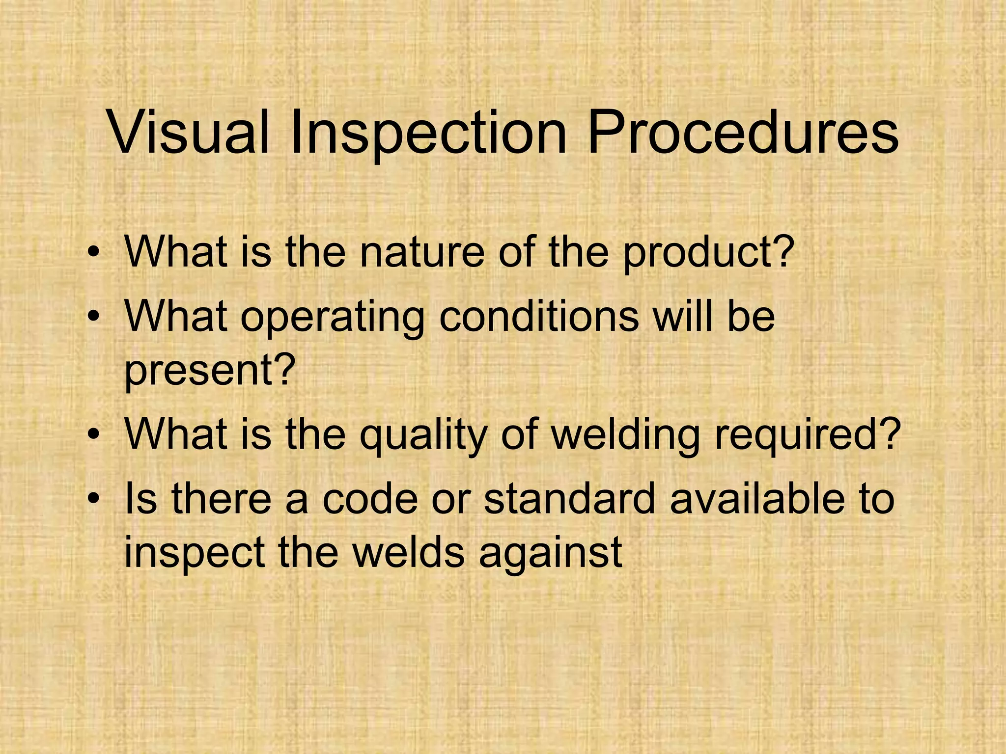 Visual Inspection of Welding Process | PDF