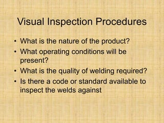 Visual Inspection of Welding Process | PPT
