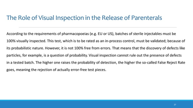 Visual Inspection of Parentetal Drug Products in Pharmaceutical Quality ...