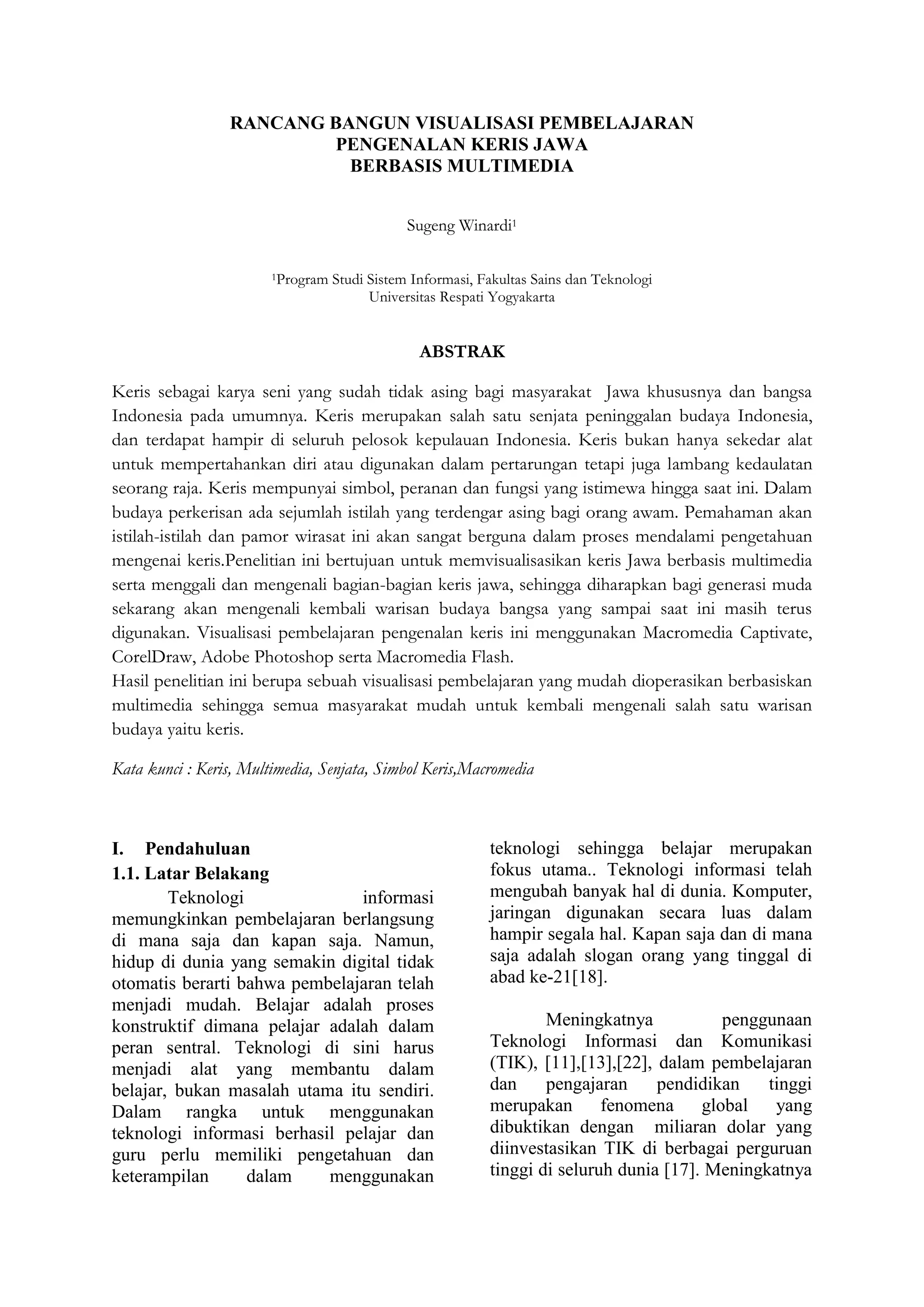 Visualisasi pembelajaran keris jawa | PDF