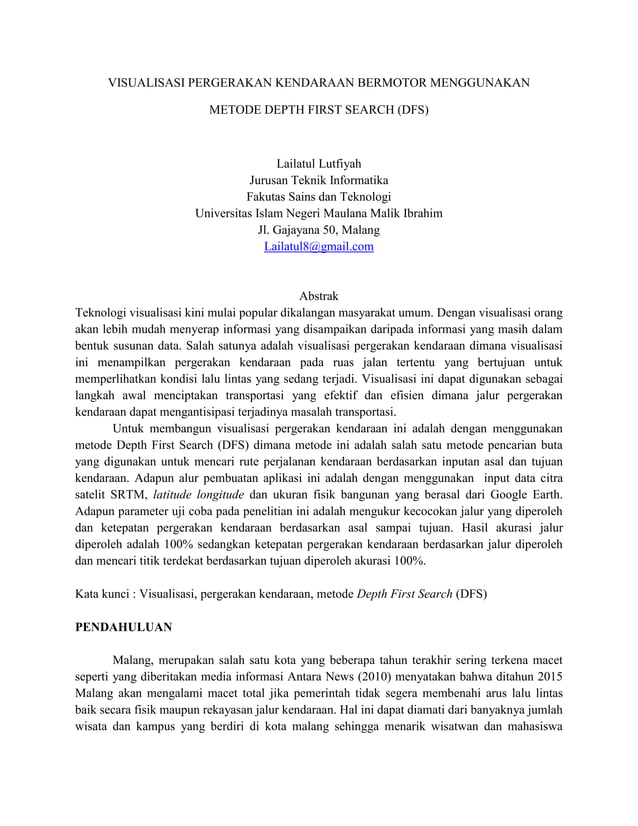 Visualisasi pergerakan kendaraan bermotor menggunakan metode depth ...