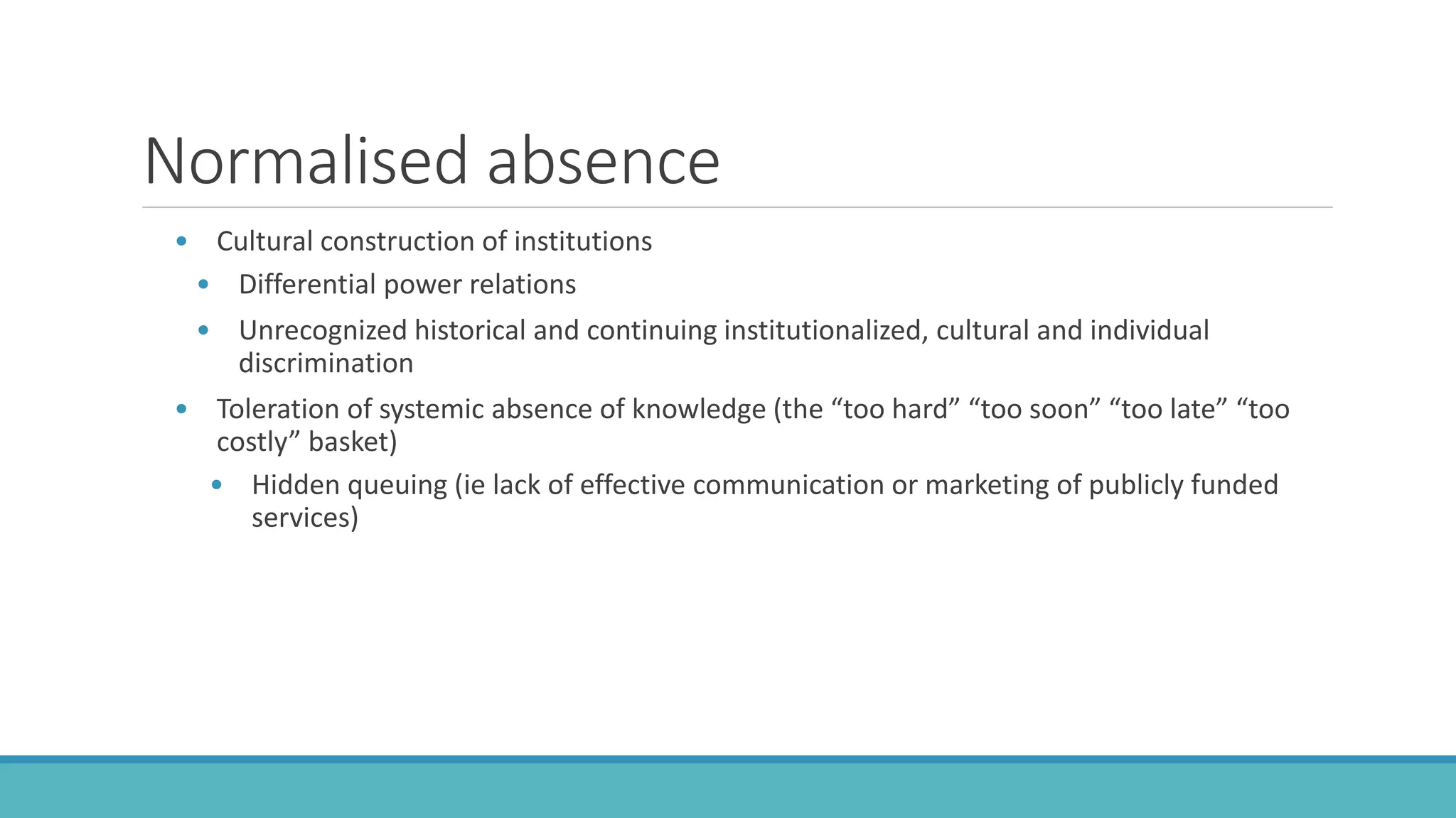 Visualising absent groups in healthcare | PPT