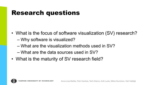 Software Visualization Today - Systematic Literature Review | PPT