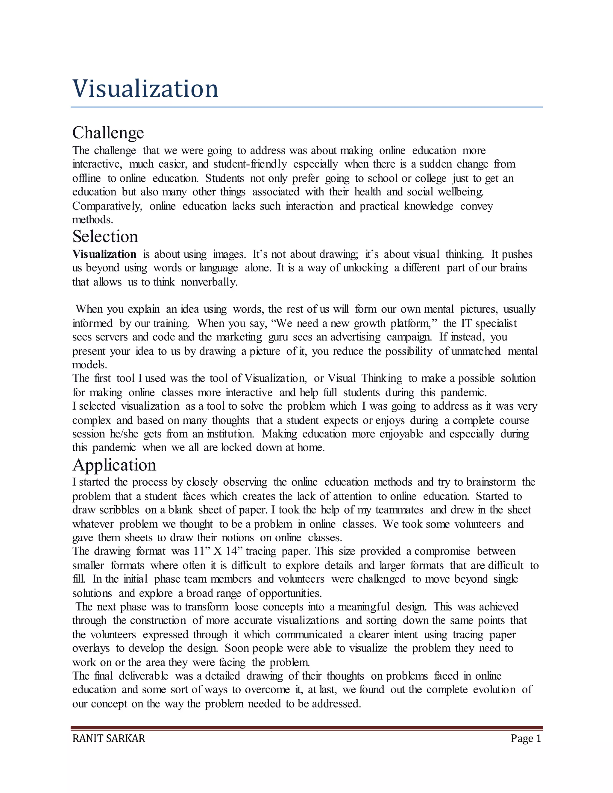 Visualization as tool Design Thinking | DOCX | Graphics Software | Computer Software and ...