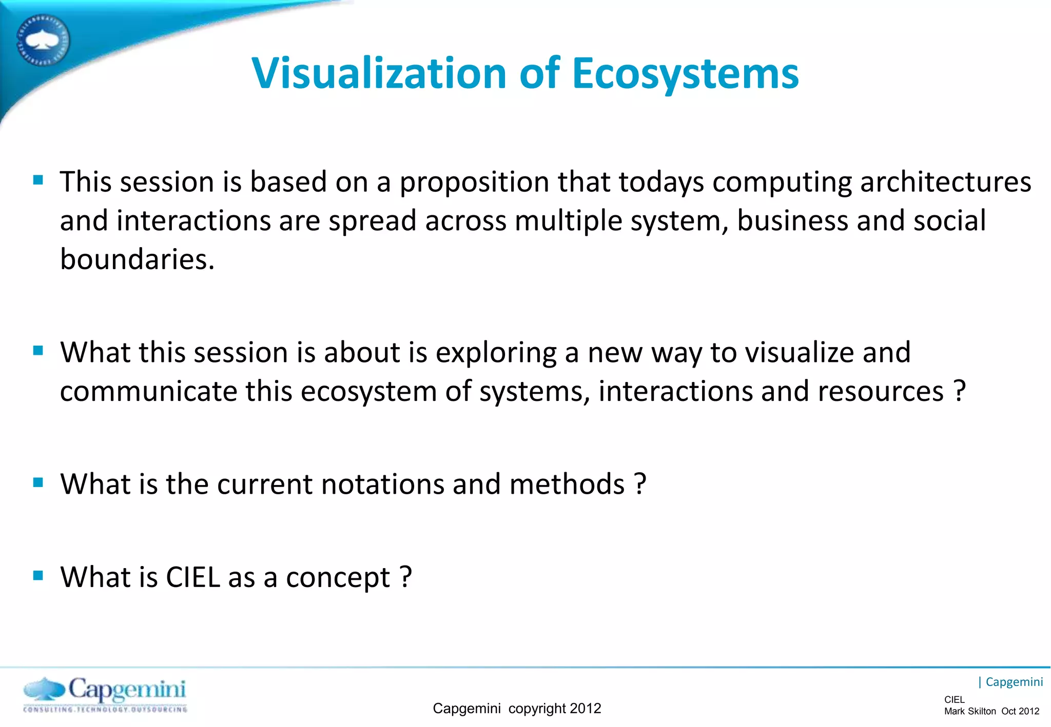Visualization of an digital ecosystem capgemini m skilton v1 | PPT