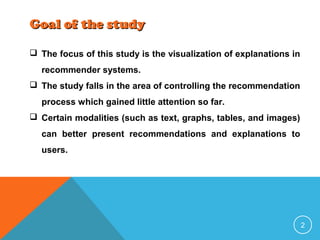 Visualization of explanations in recommender systems | PPT