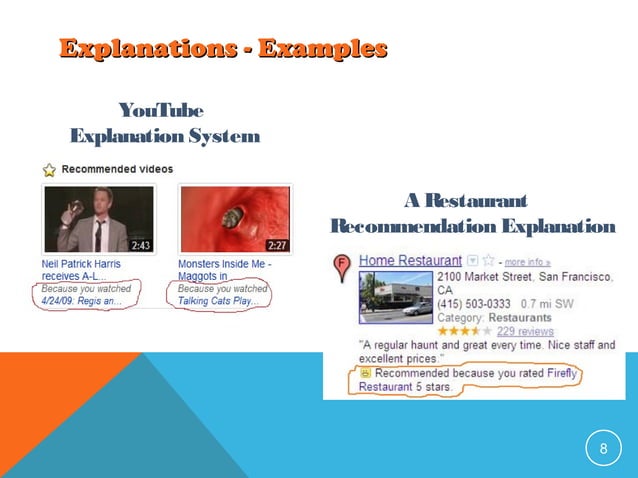 Visualization of explanations in recommender systems | PPT