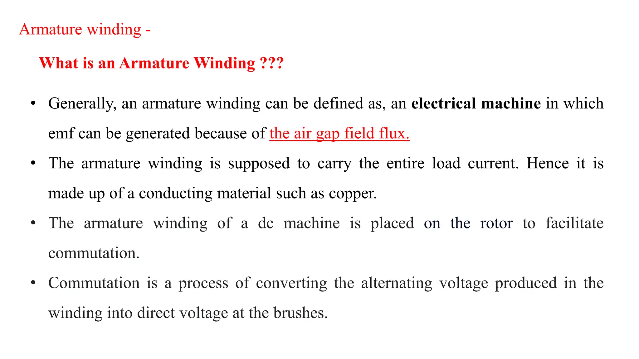 Visualization of magnetic field produced by the field winding ...