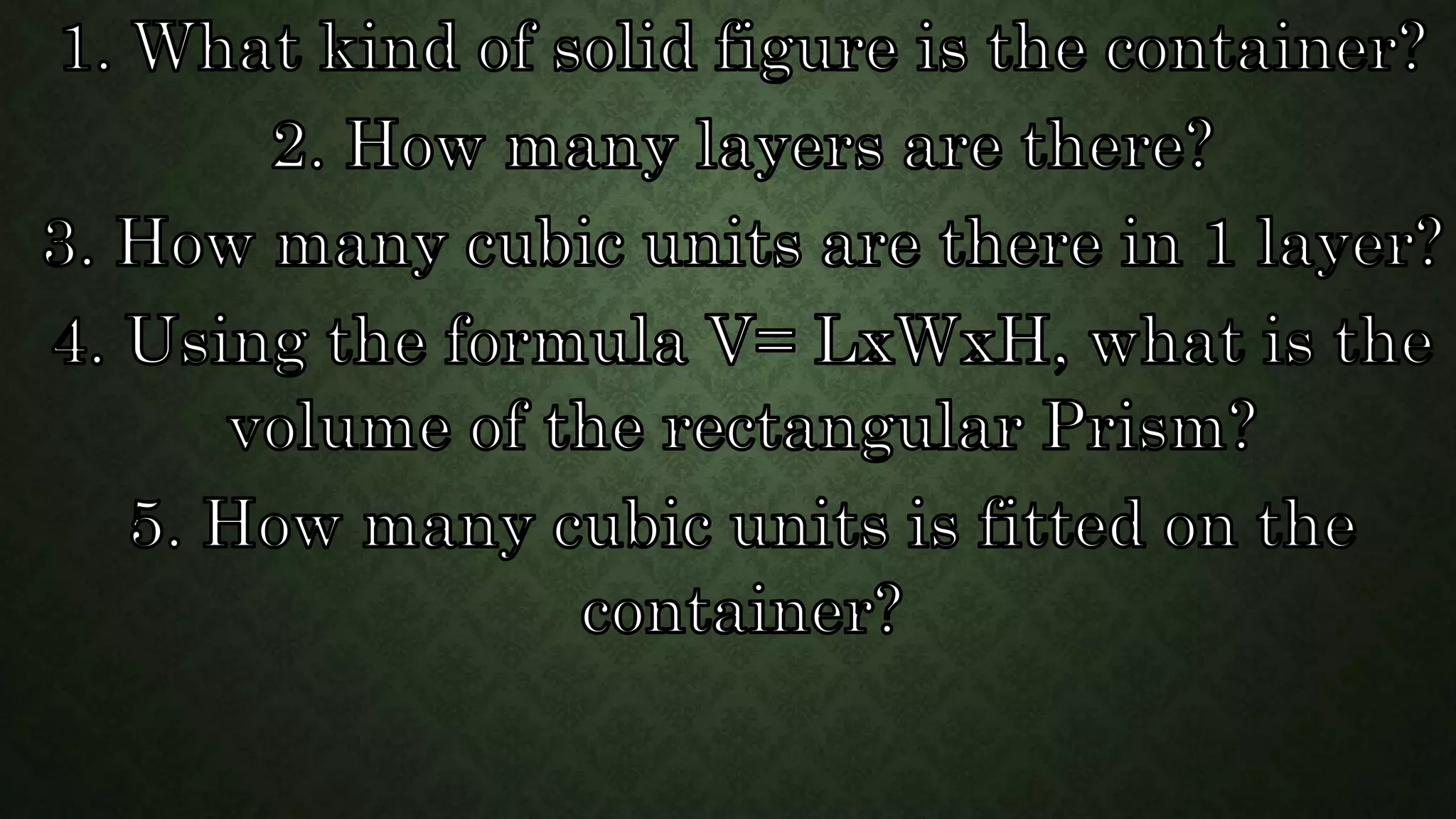 Visualize the volume of a cube and rectangular prism | PPTX