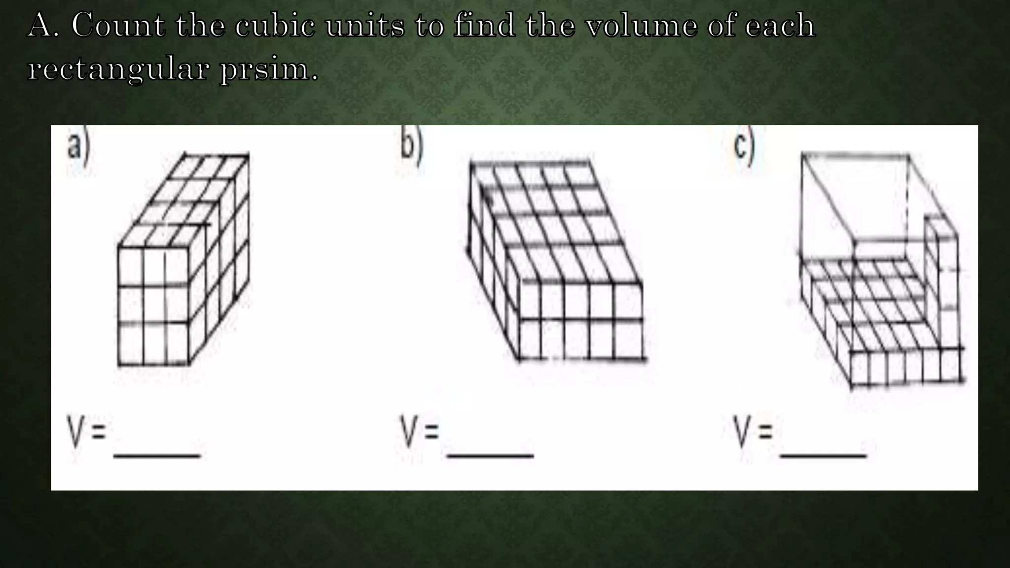 Visualize the volume of a cube and rectangular prism | PPTX