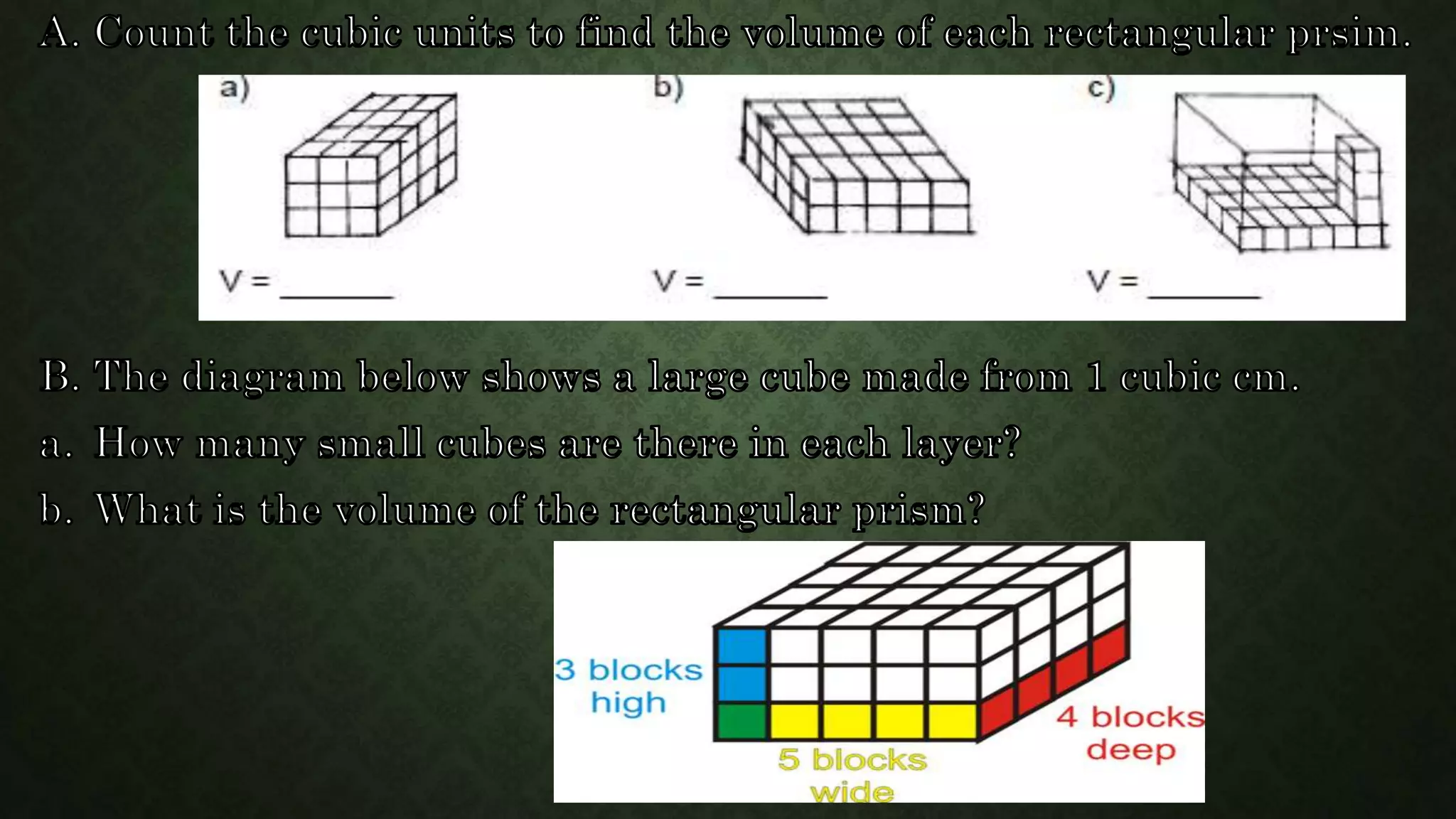 Visualize the volume of a cube and rectangular prism | PPTX