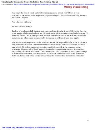 Visualizing Environmental Science 4th Edition Berg Solutions Manual