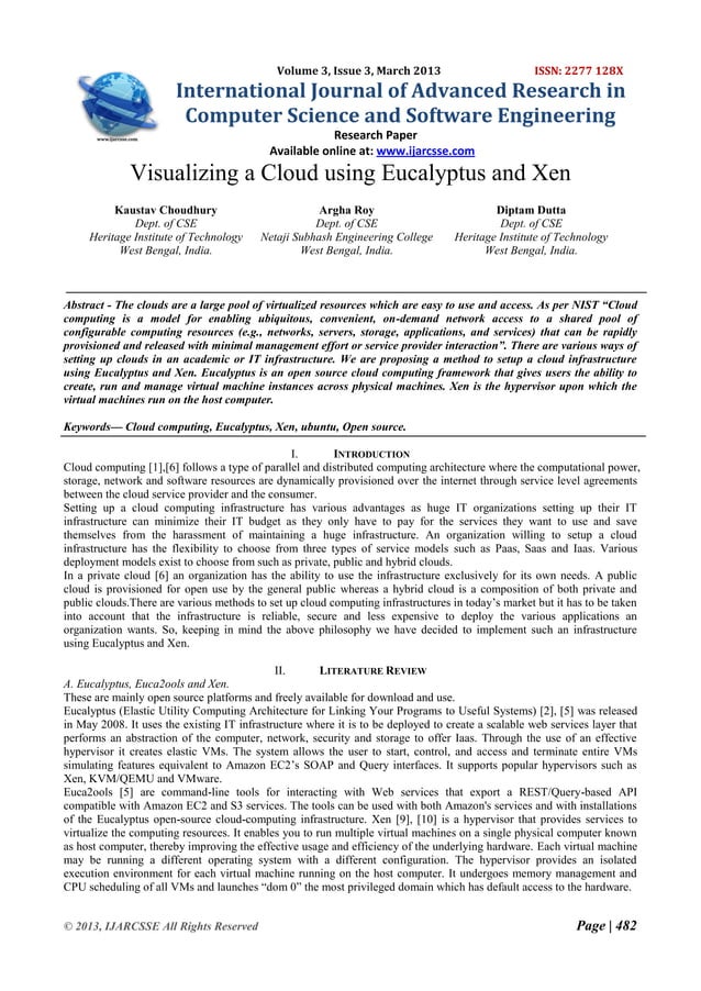 Visualizing a cloud using eucalyptus and xen | PDF