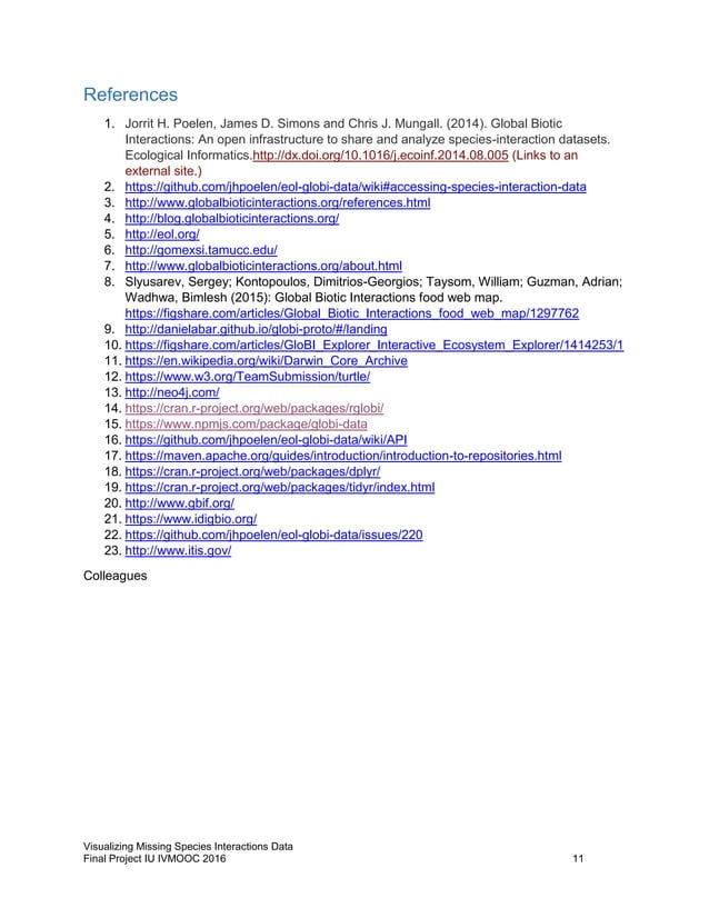 Iu Data Visualization Class Final Project Visualizing Missing Species Interactions Pdf