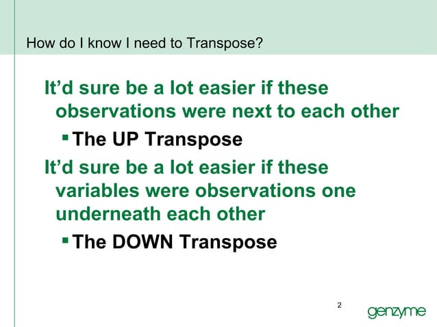 Visualizing Proc Transpose | PPT