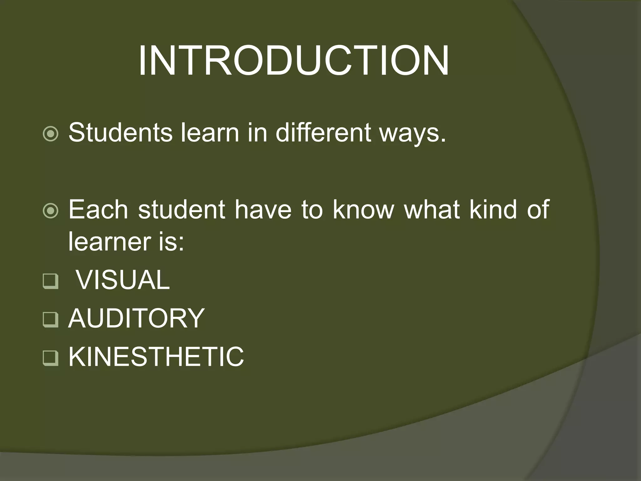 Learning Styles: Visual Learner | PPTX