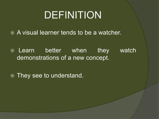 Learning Styles: Visual Learner | PPTX