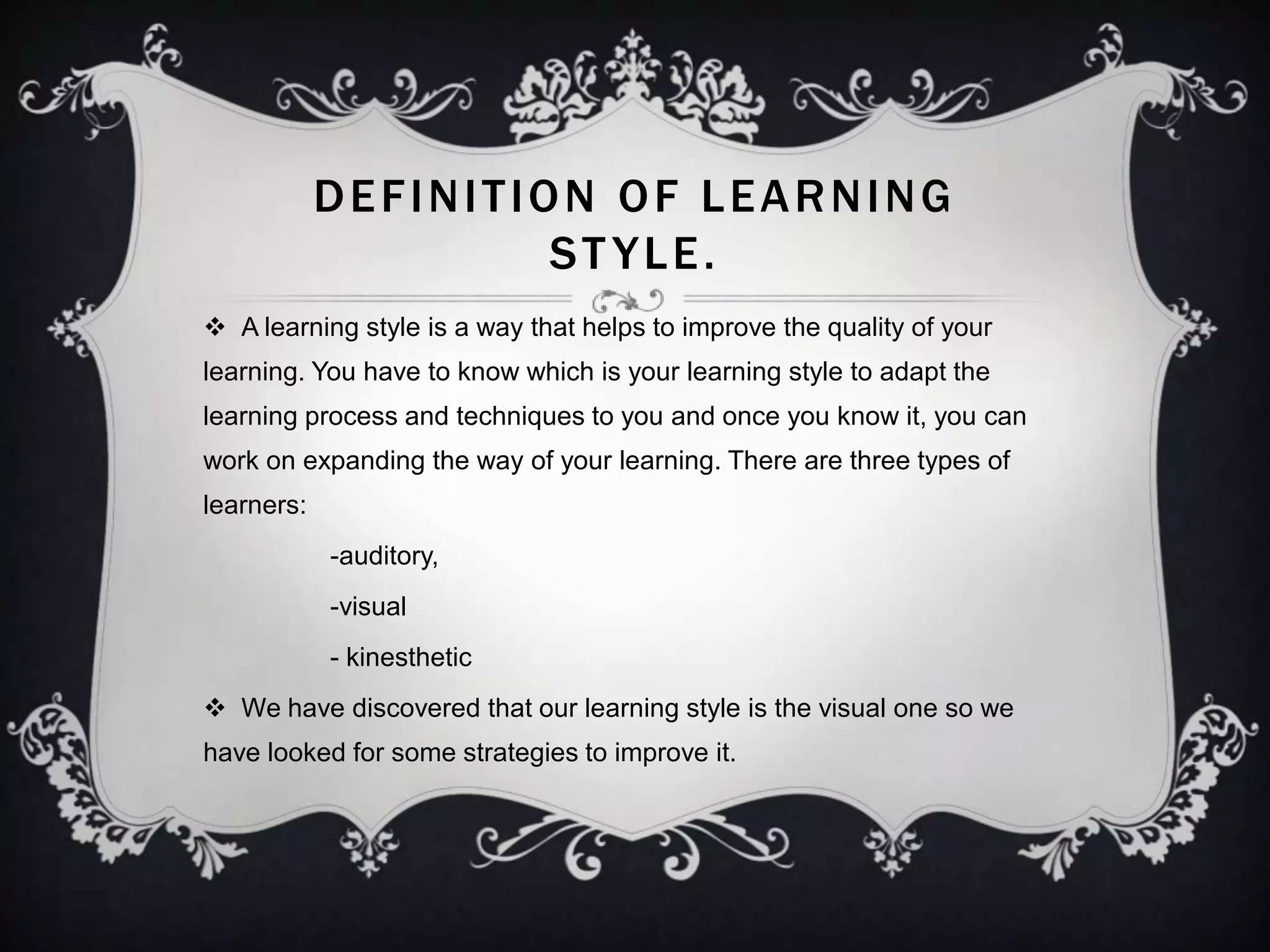 types of learners:visual | PPTX