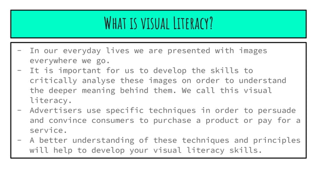 Introduction to Visual Literacy English Home Language | PPT | Free Download