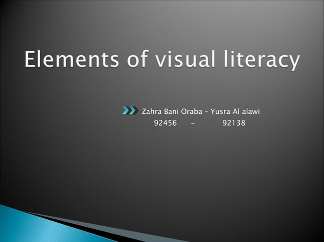 Visual literacy elemnts assessment | PPT