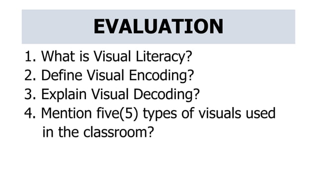 Visual literacy and types of visuals in the classroom | PPT