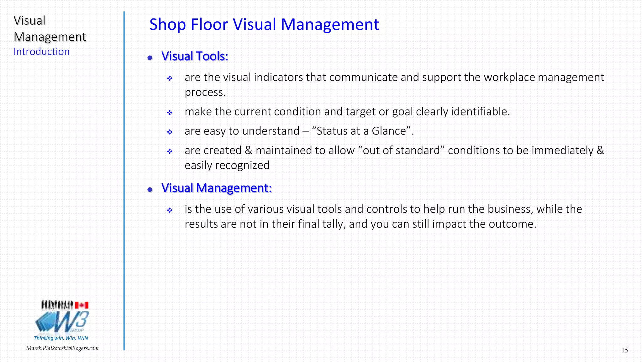 Shop Floor Visual Management - November 2016 | PPTX