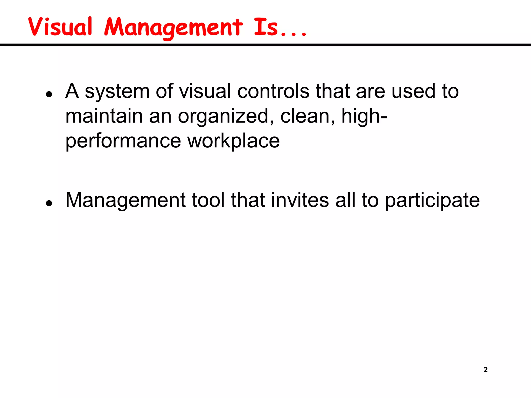 Visual management controls systems techniques | PDF
