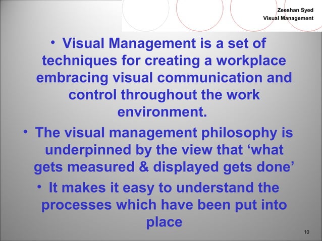 "Visual management & 5S " in Lean T.P.S (Workshop slides) | PPT