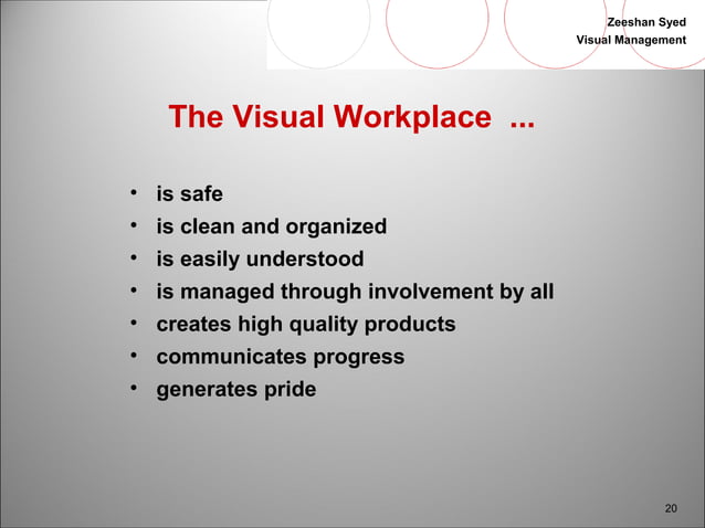 "Visual management & 5S " in Lean T.P.S (Workshop slides) | PPT