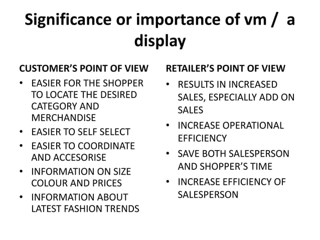 VISUAL MERCHANDISING - one of the visible elements of positioning ...