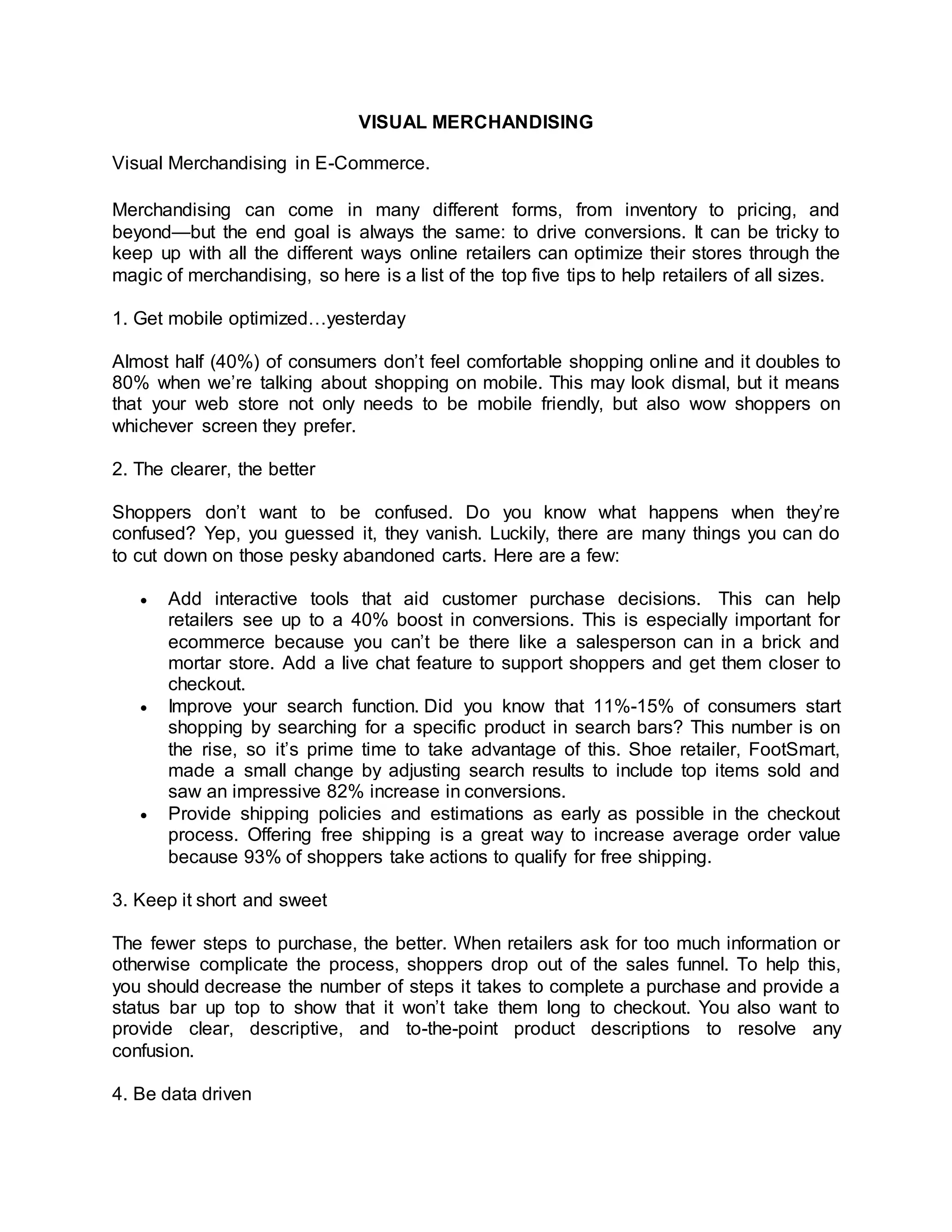 Visual merchandising notes | DOCX