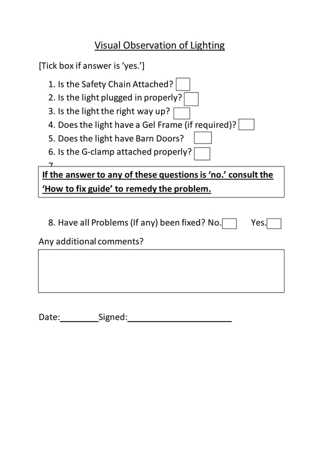 Visual observation of lighting | DOCX