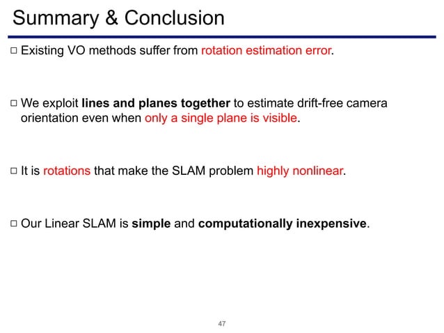 Visual odometry & slam utilizing indoor structured environments | PPT