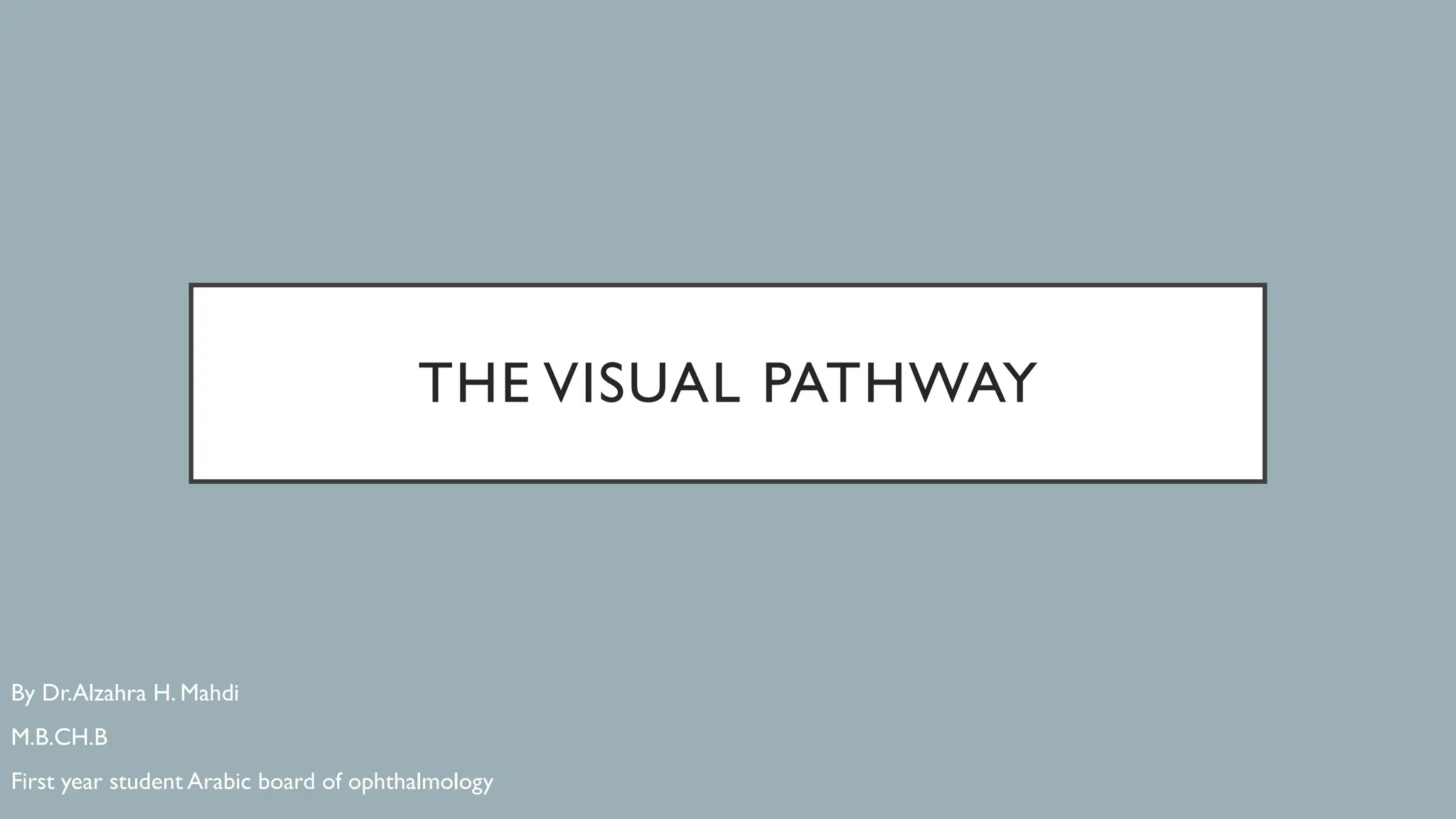 The Anatomy and the clinical side of the visual pathway | PPTX