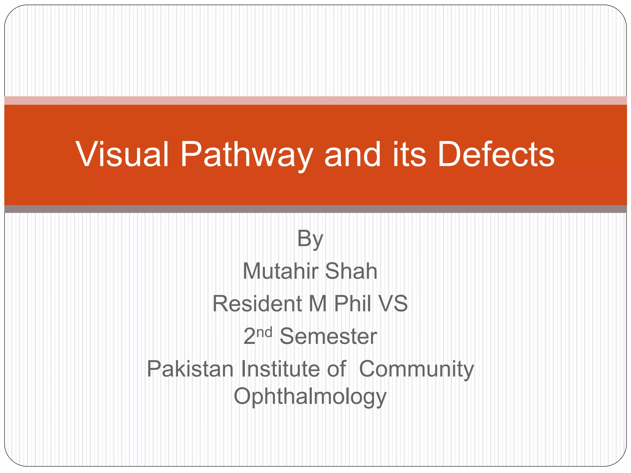 Visual pathway and its defects | PPTX