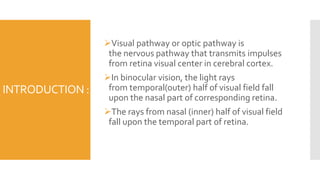 ANATOMY AND PHYSIOLOGY OF VISUAL PATHWAY | PPTX