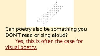 Visual Poetry - an introduction to modern examples of poetry | PPTX
