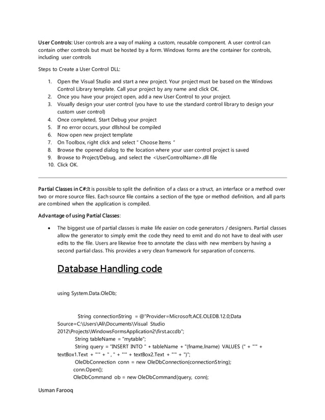 MCS,BCS-7(A,B) Visual programming Syllabus for Final exams @ ISP | PDF