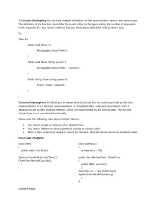 MCS,BCS-7(A,B) Visual programming Syllabus for Final exams @ ISP | PDF