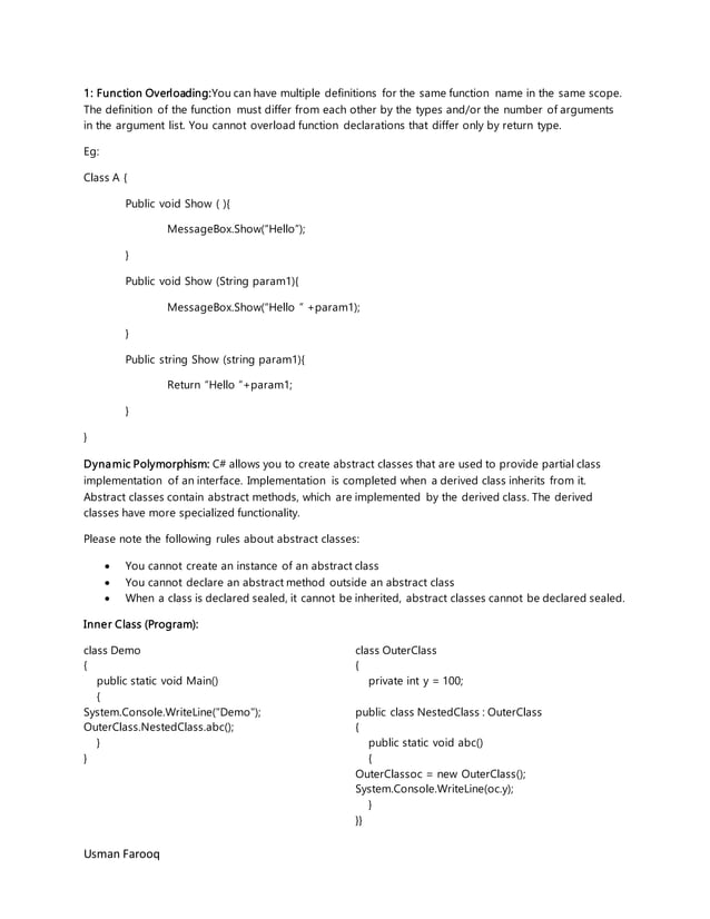 MCS,BCS-7(A,B) Visual programming Syllabus for Final exams @ ISP | PDF