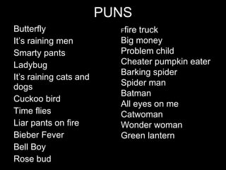 Visual Pun Ideas List