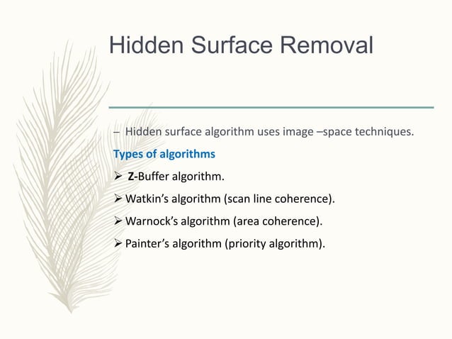 Visual realism -HIDDEN REMOVAL METHODS | PPTX