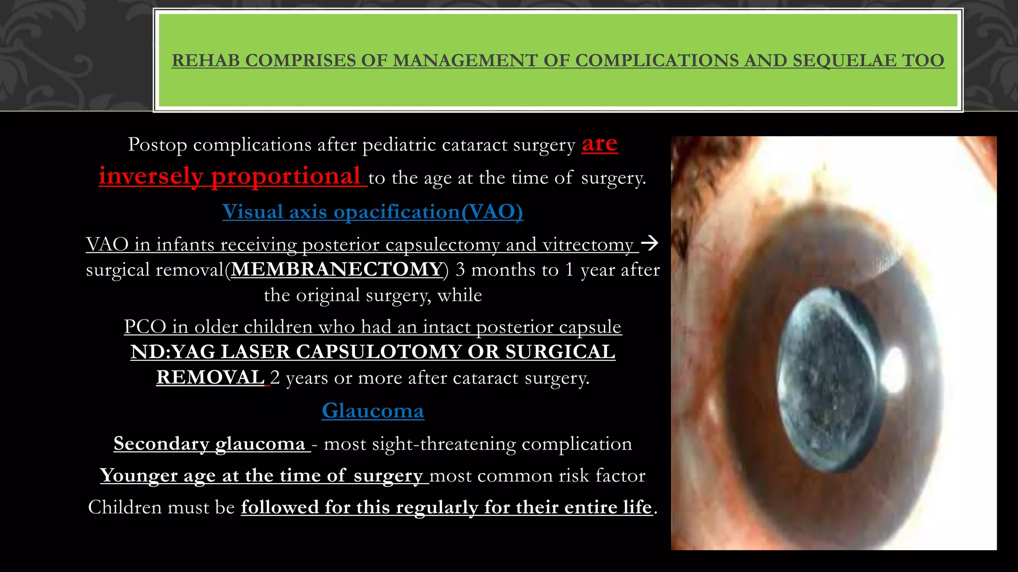 Visual rehabilitation after pediatric cataract surgery | PPTX