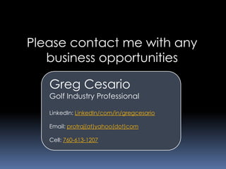 Greg Cesario Visual Resume | PPT