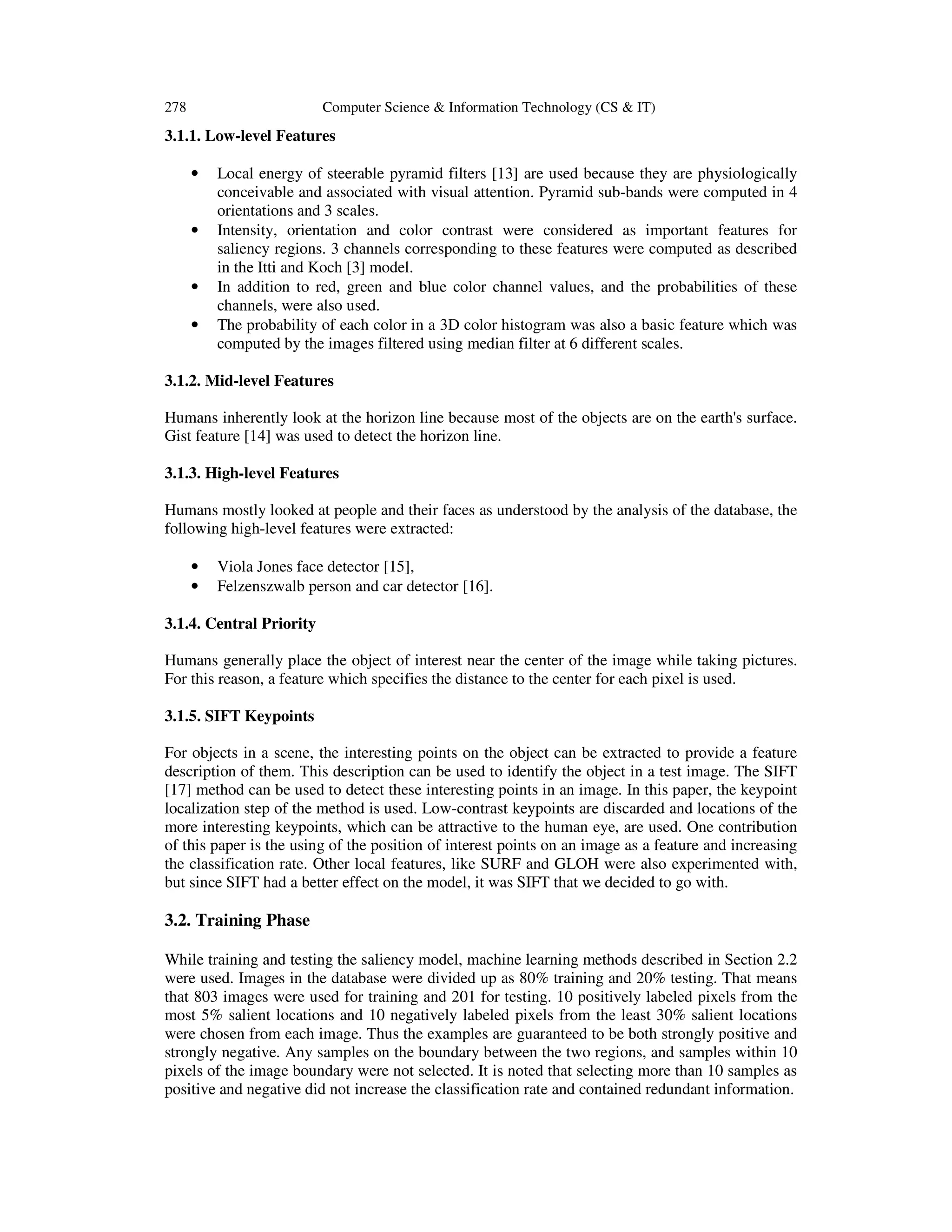 Visual Saliency Model Using Sift and Comparison of Learning Approaches | PDF