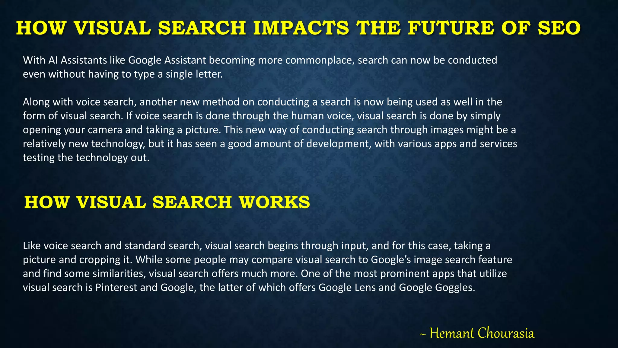 Visual Search and Image Search Optimization Techniques | PPTX