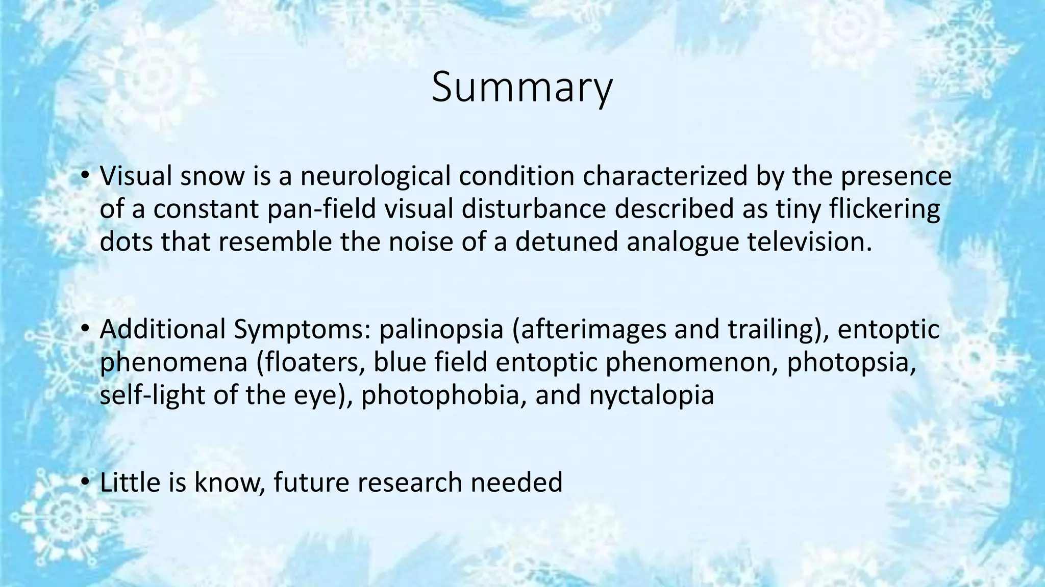 Visual Snow Syndrome | PPT