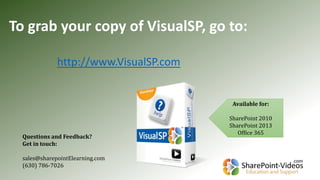 VisualSP - The SharePoint Help System | PPT